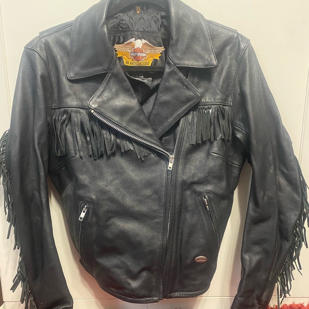 Harley Davidson Women’s Leather Fringe Moto Jacket - Gem
